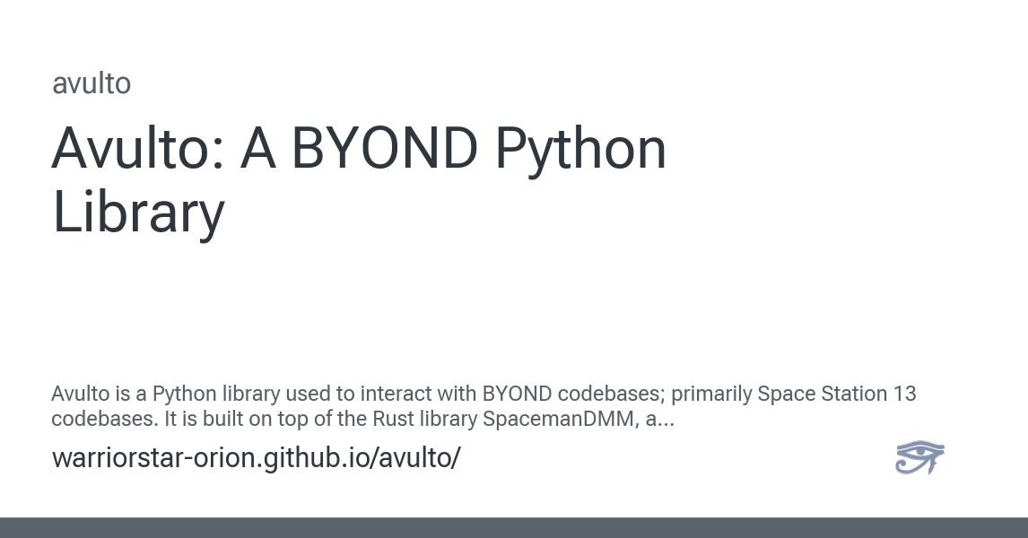 Avulto: A BYOND Python Library — avulto v0.1.5 documentation